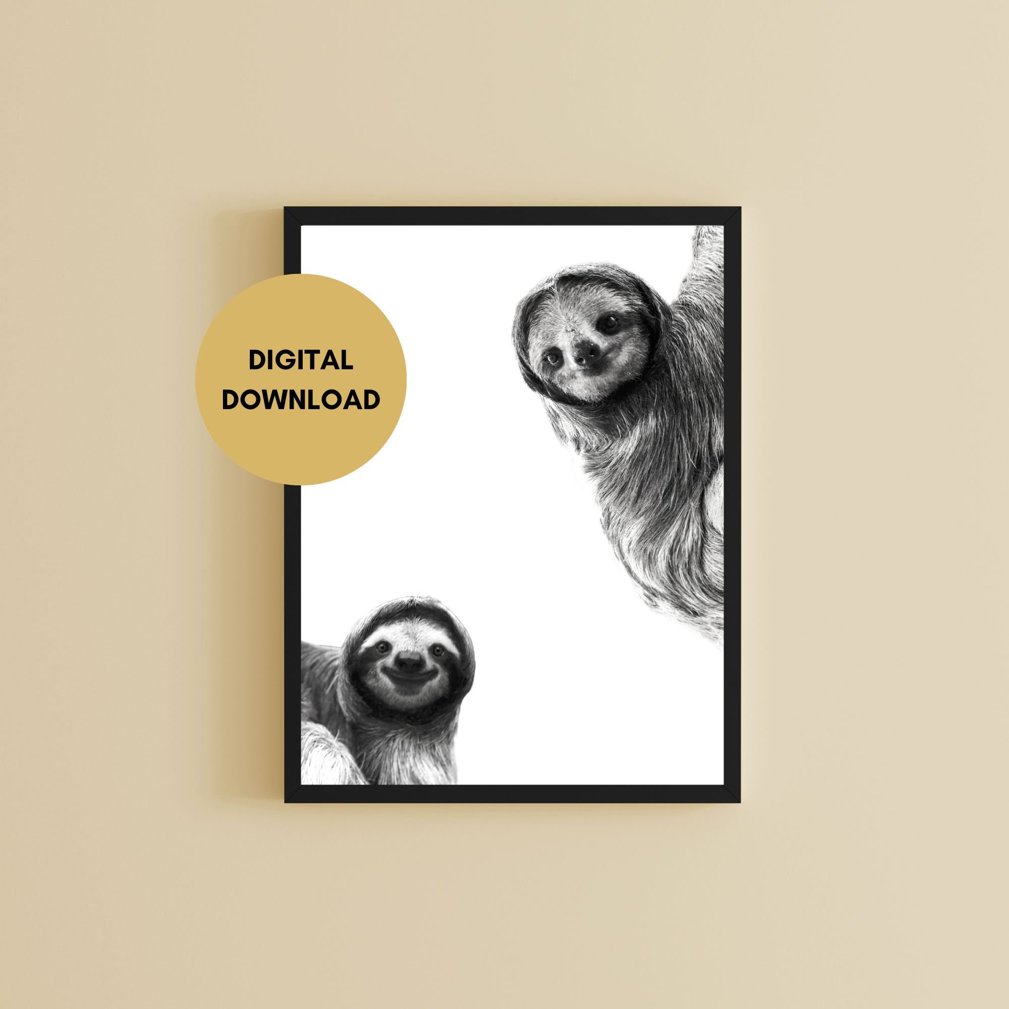 Sloth Printable, Digital Download, Black and White, Photo, Funny, Crazy ...