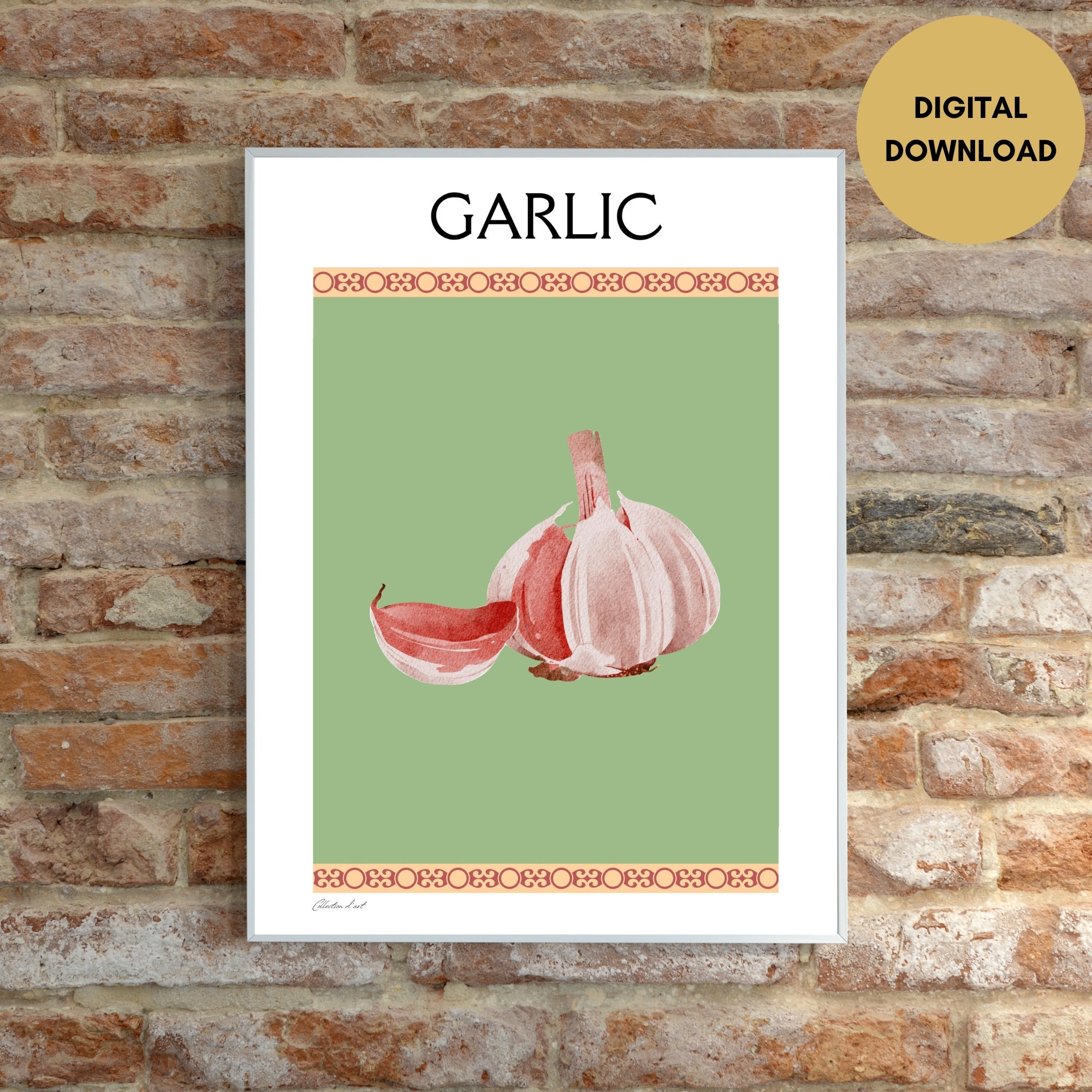 Knoblauch Poster, Knoblauch Druck Digitaler Download, Retro Gemüse ...