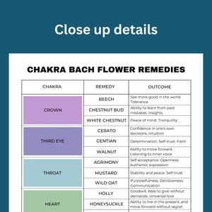 Chakra Bach Flower Remedies Chart, Digital Download, Chakra Flower ...
