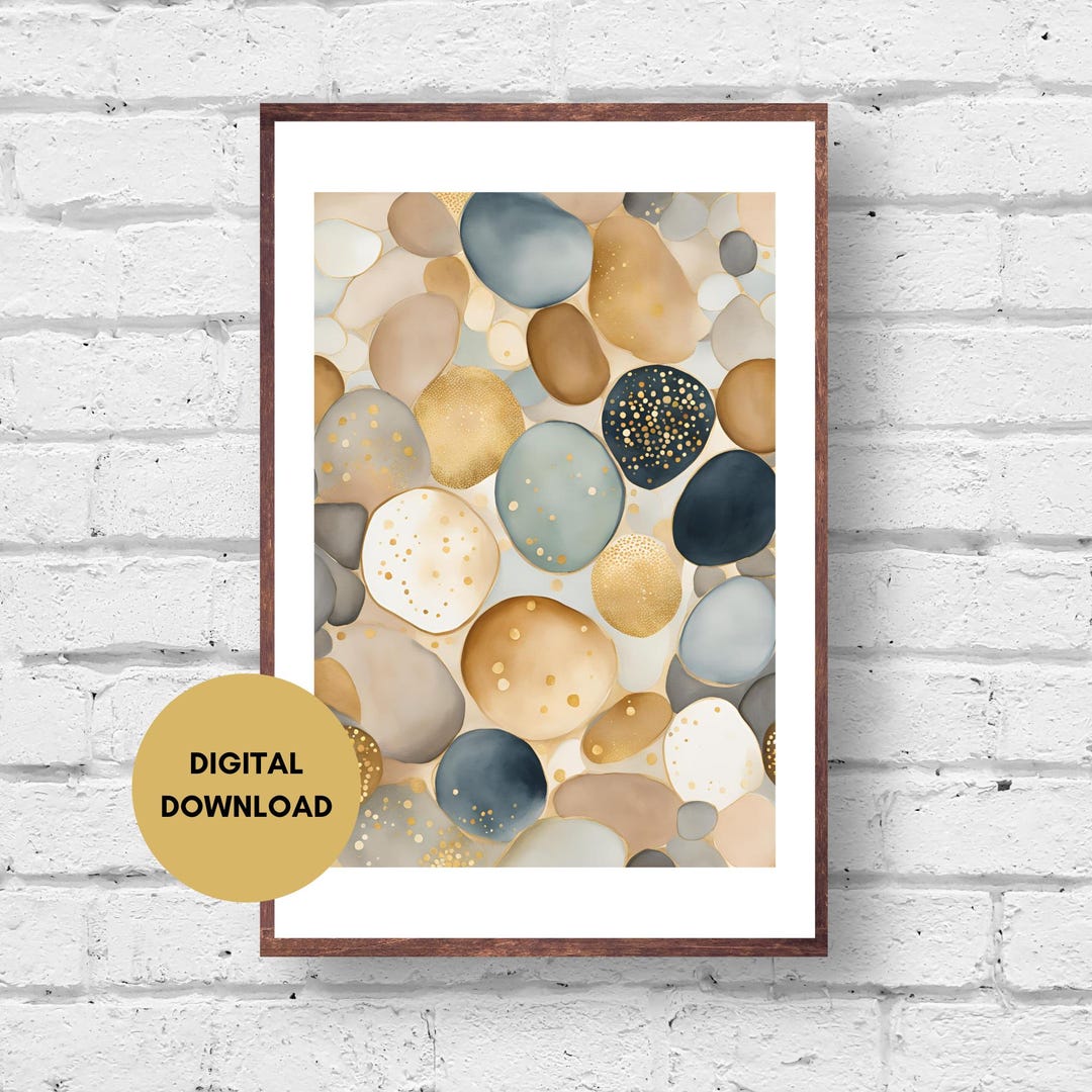 Beach Pebbles Print, Digital Download, Coastal Wall Art, Beach House ...