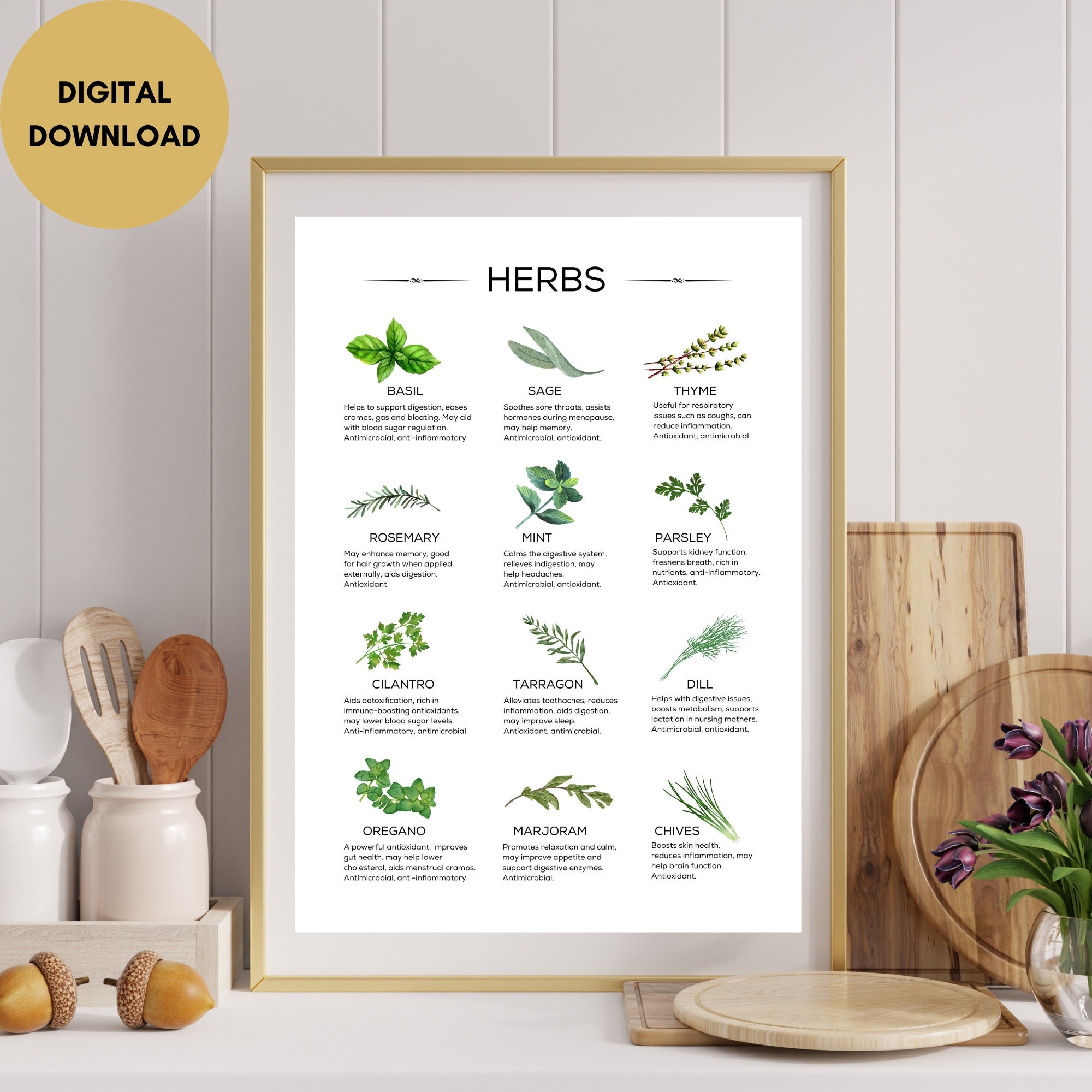 Herbs and Spices Print Set, Digital Download, Herbs and Spice for ...