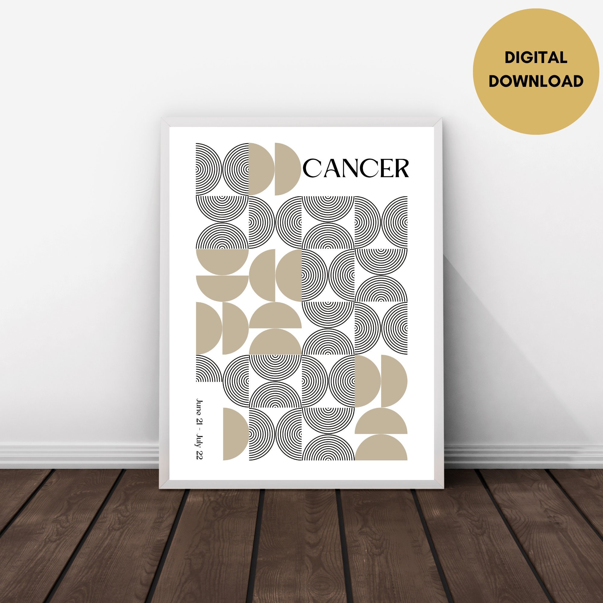 Cancer Zodiac Bauhaus Print, Digital Download, Cancer Zodiac Poster ...