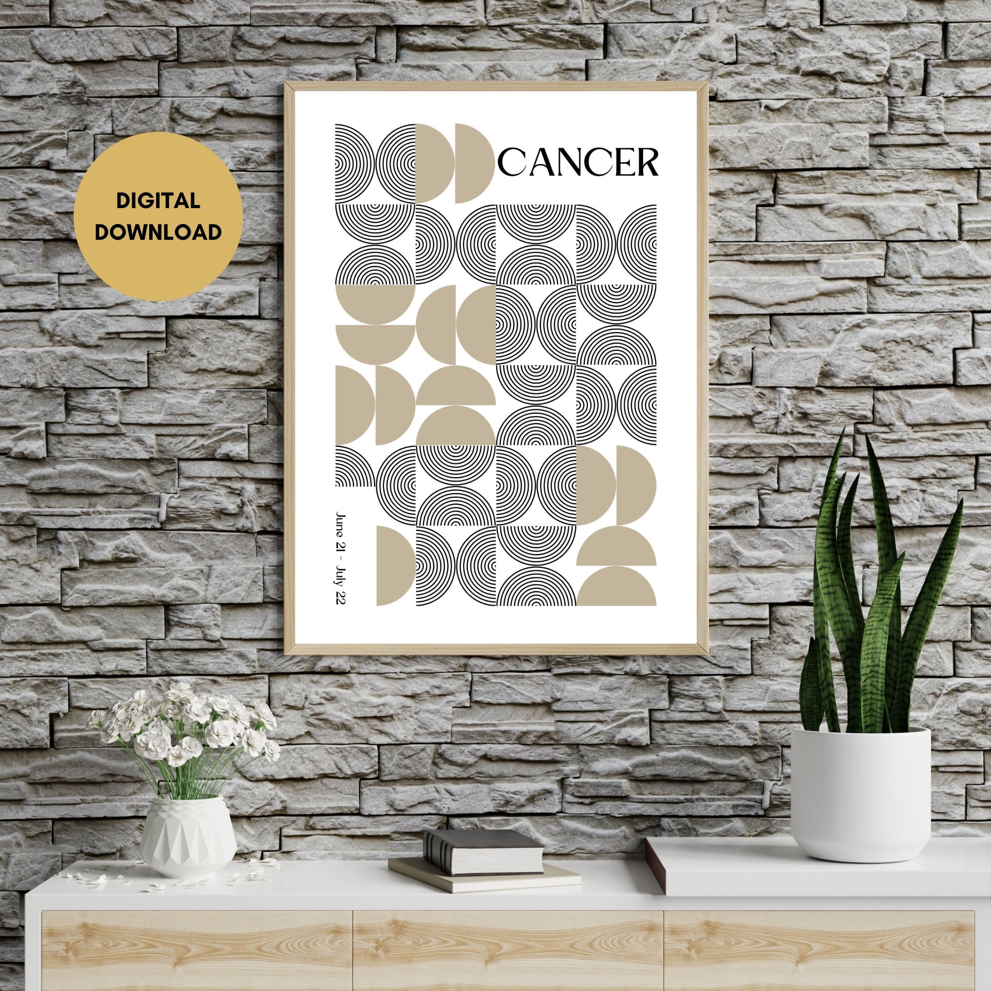 Cancer Zodiac Bauhaus Print, Digital Download, Cancer Zodiac Poster ...