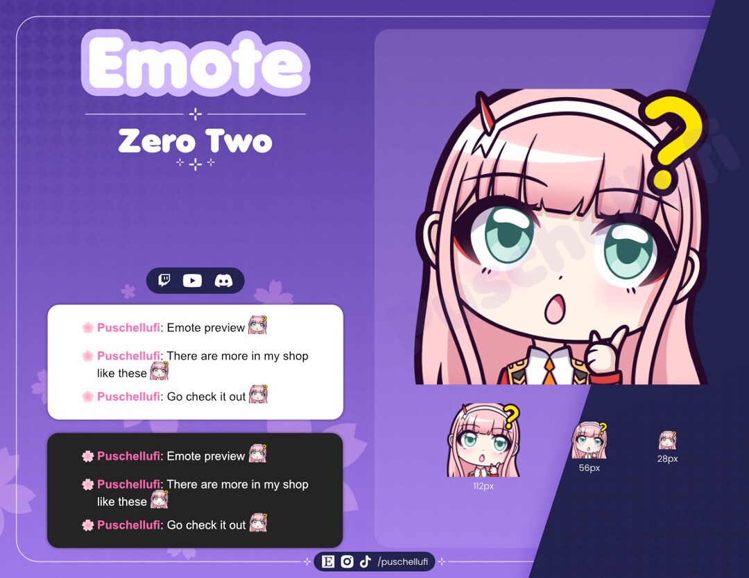 Zero Two Thinking Emote / Twitch, Discord, Youtube - Etsy