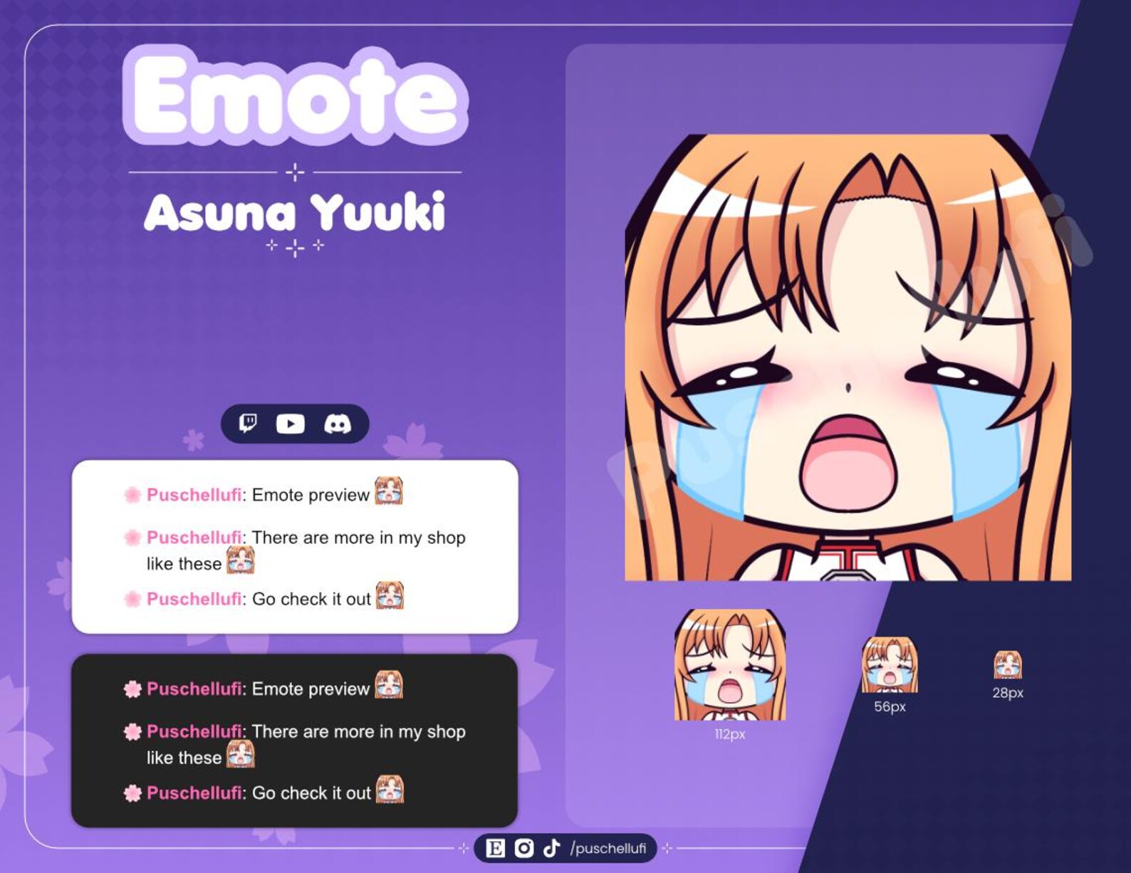 Asuna Yuuki Cry Emote / Sword Art Online / Twitch, Youtube, Discord - Etsy
