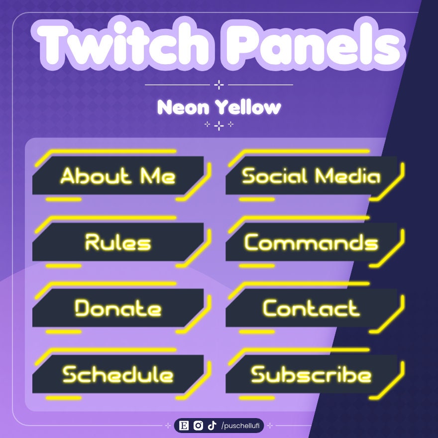 Neon Yellow Twitch Panels / Stream Overlay - Etsy