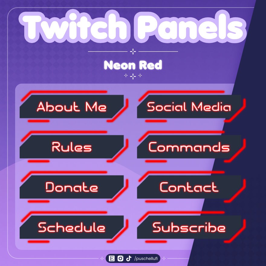 Neon Red Twitch Panels / Stream Overlay - Etsy