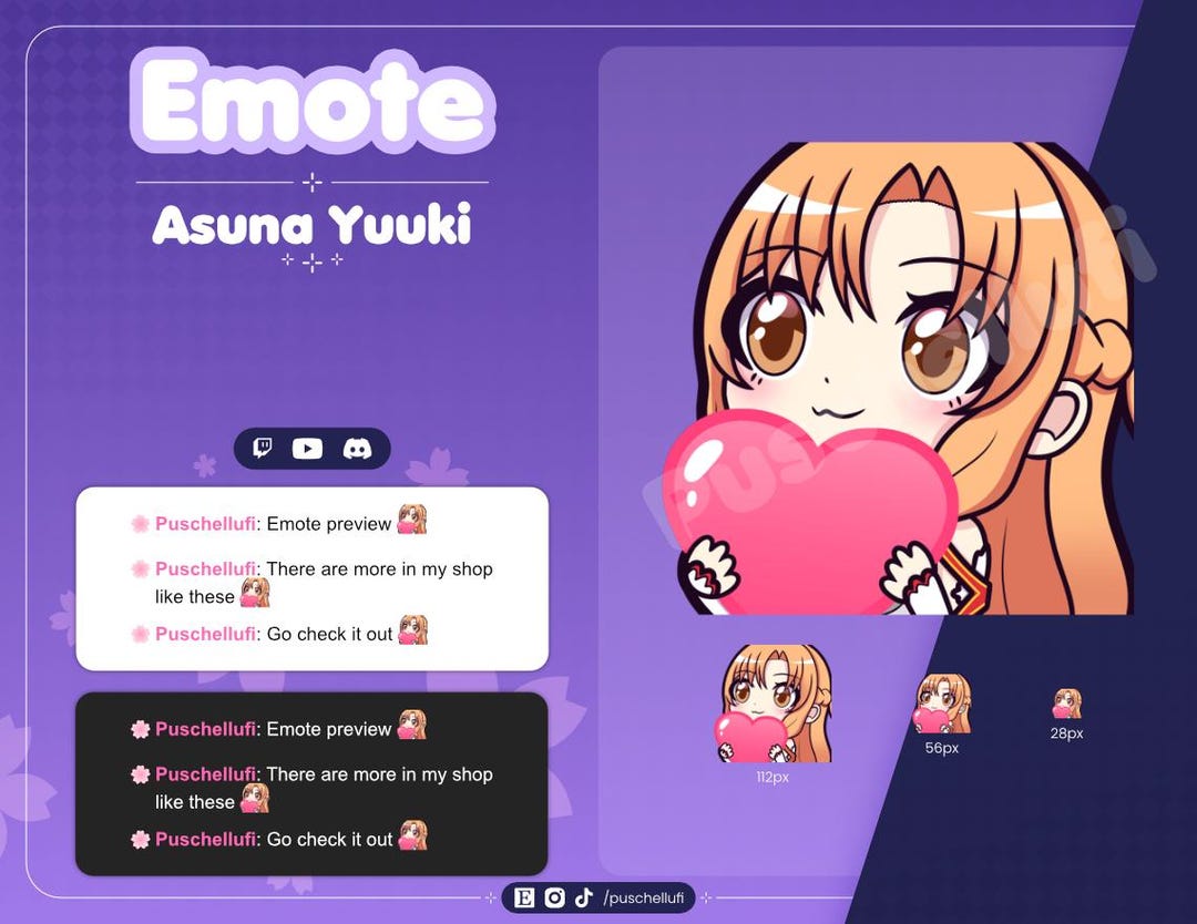 Asuna Yuuki Heart Emote / Sword Art Online / Twitch, Youtube, Discord ...