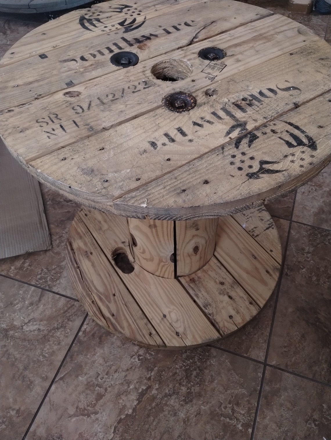 Wooden Spool Table - Etsy