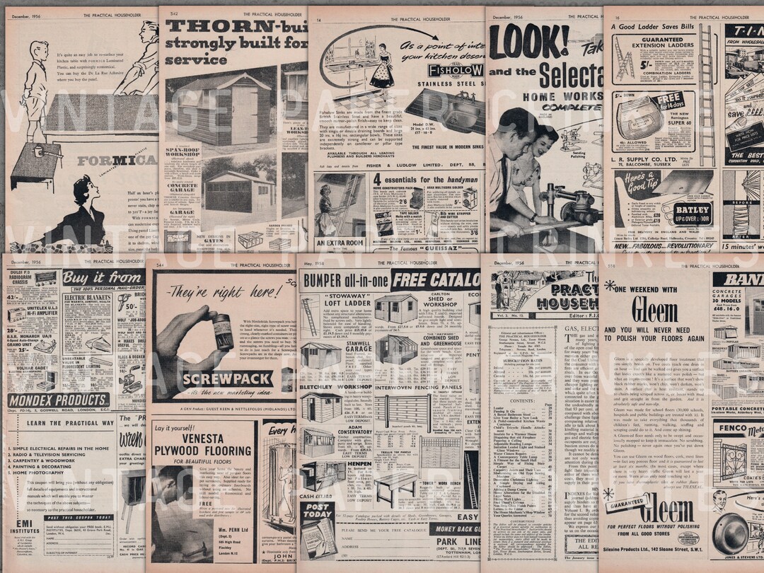 Vintage Magazine Pages Digikit 10 Printable Pages, 300dpi, Junk Journal ...