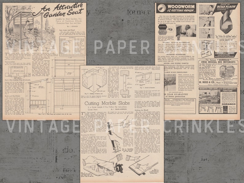 10 Vintage Magazine Pages Digikit Printable Pages, 300dpi, Junk Journal ...