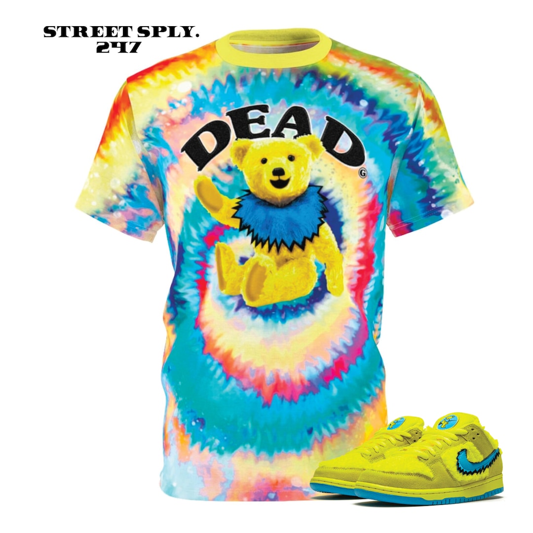 Grateful Dead Dunks Yellow Bear Yellow Tee Tie Dye Pattern Unisex Adult ...