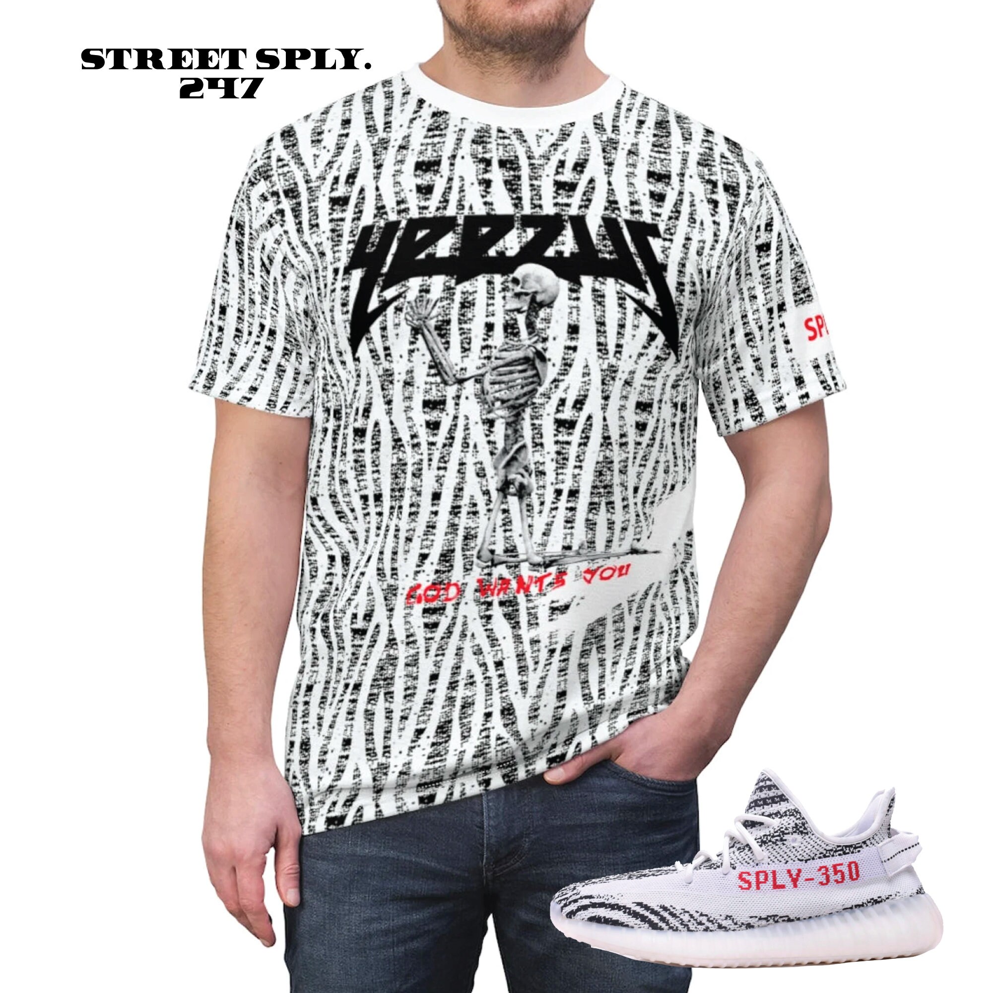 Yeezy Boost 350 V2 Zebra Matching All Over Pattern Tee - Etsy