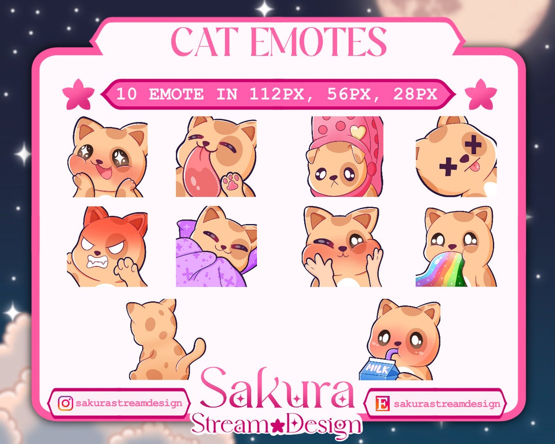 Cat Twitch Emotes | Discord | Streamer | Cute - Chibi - Emotes - Kitten ...