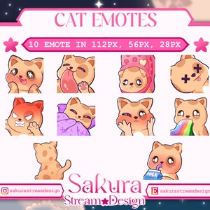 Cat Twitch Emotes | Discord | Streamer | Cute - Chibi - Emotes - Kitten ...
