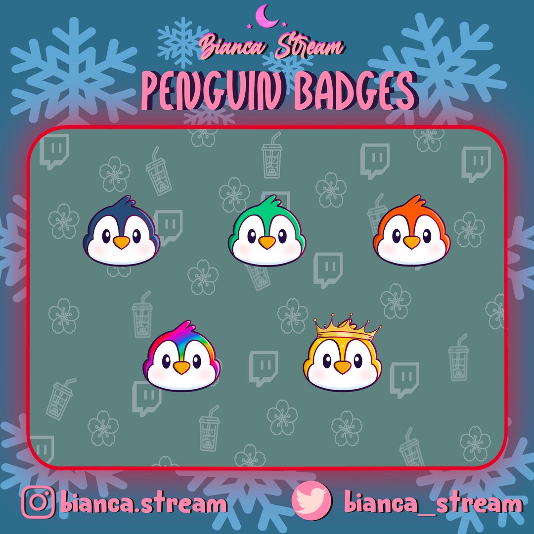 Penguin Sub/bit Badges Twitch | Cute | Kawaii | Winter | for Streamers ...