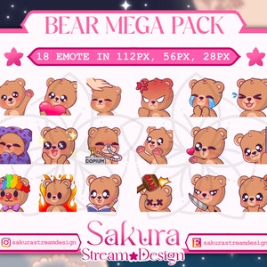 Bear Megapack for Twitch/discord/youtube | Twitch Emotes | Cute Bear ...
