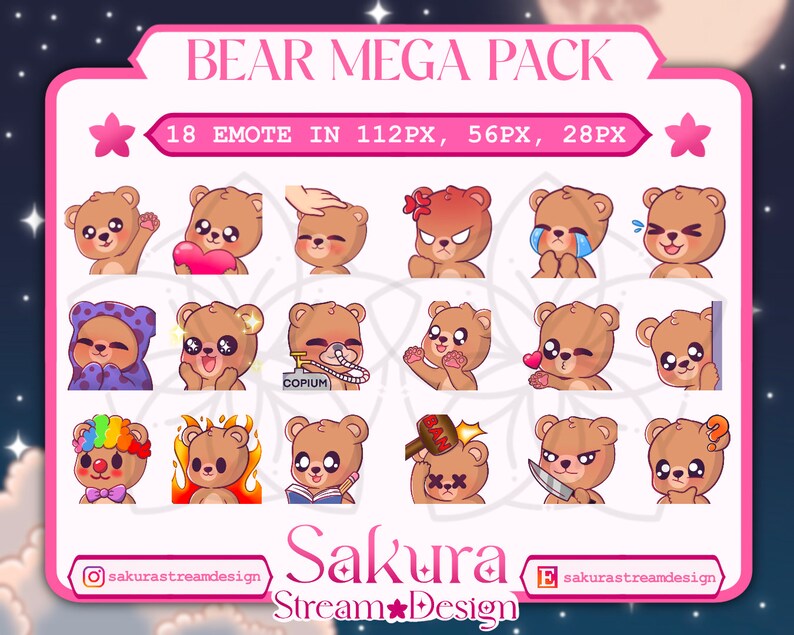 Bear Megapack for Twitch/discord/youtube | Twitch Emotes | Cute Bear ...