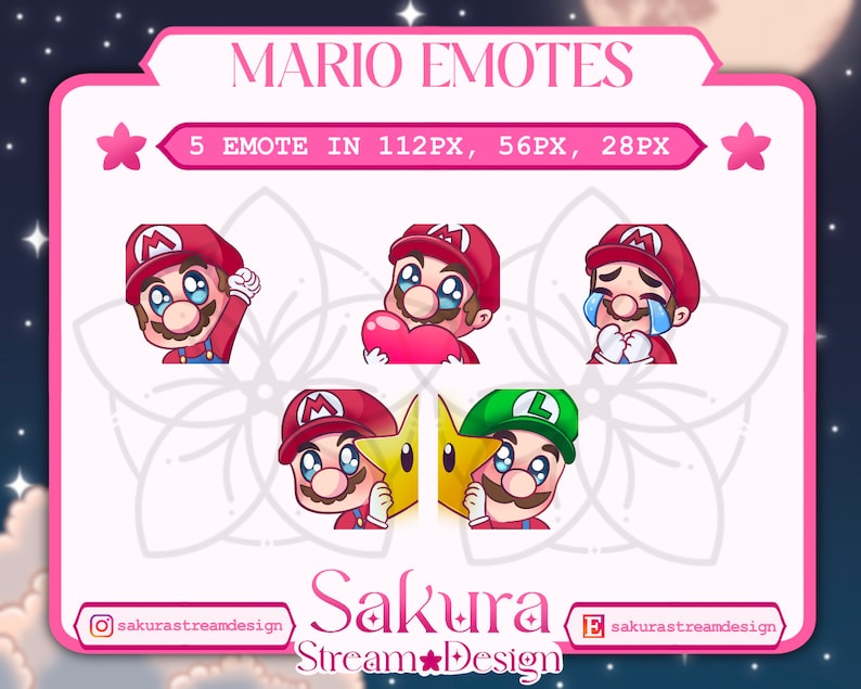 Mario Inspired Emotes for Twitch/discord/youtube | Custom Twitch Emotes ...
