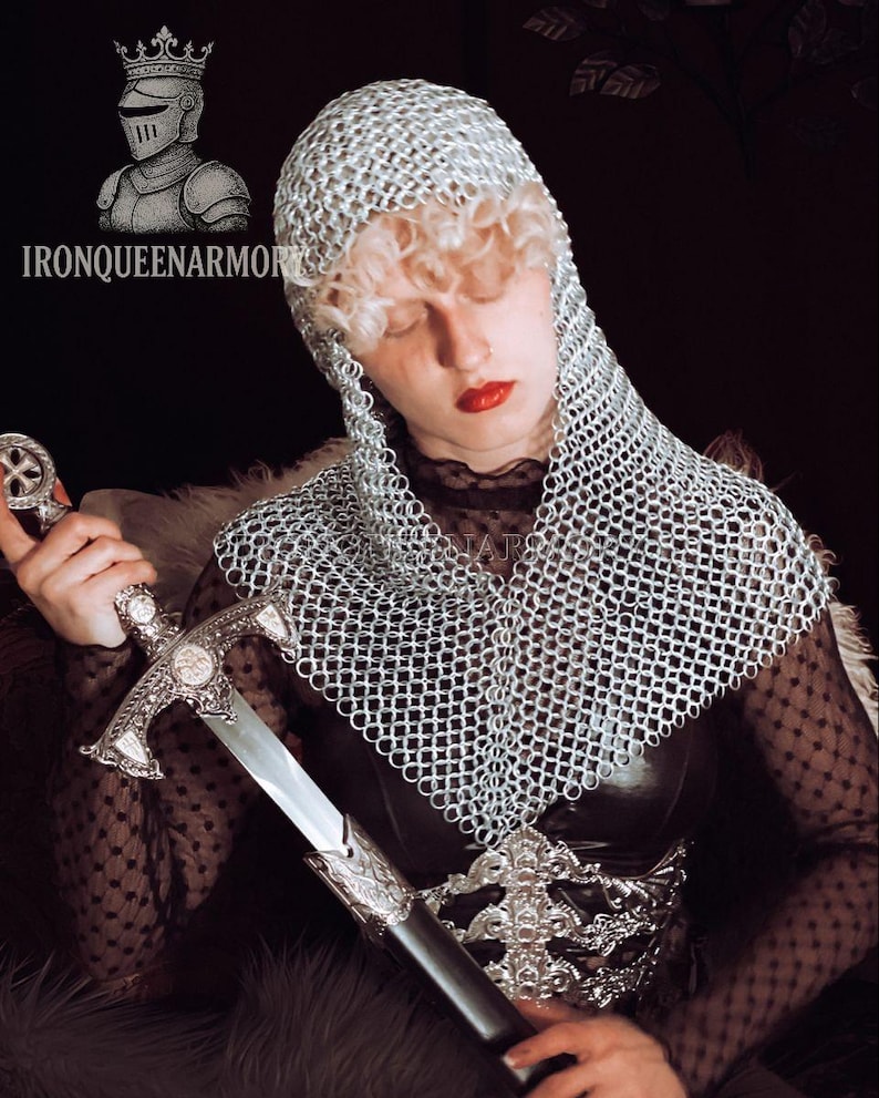 Aluminum Chainmail Coif Hood: Female Knight Armor, LARP Cosplay - Etsy