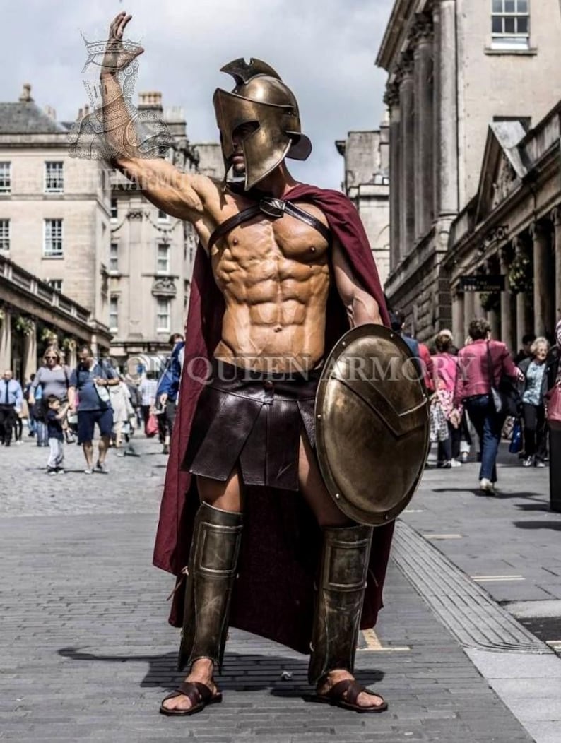 Spartan Warrior Full Suit Costume: Helmet, Shield, Cape, & Armor ...