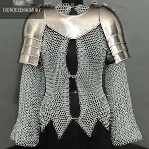 Lady Knight Chainmail Armor/lady Warrior Armor Set/steel Pauldrons and Gorget With Chainmail ...