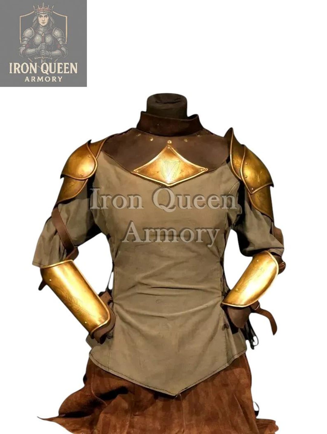 Medieval Armor Set – Gold Bronze Pauldrons, Gorget & Bracers, LARP ...