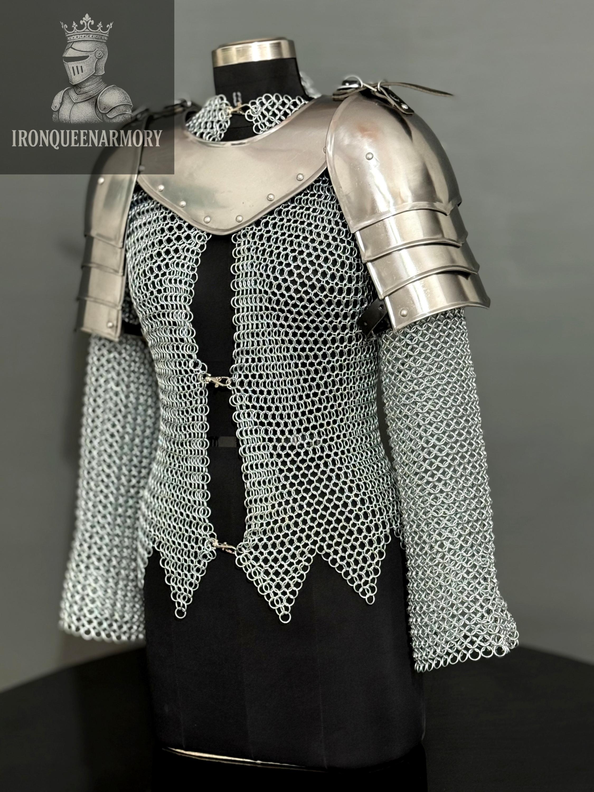 Lady Knight Armor Set: Steel Pauldrons, Gorget & Chainmail - Cosplay ...