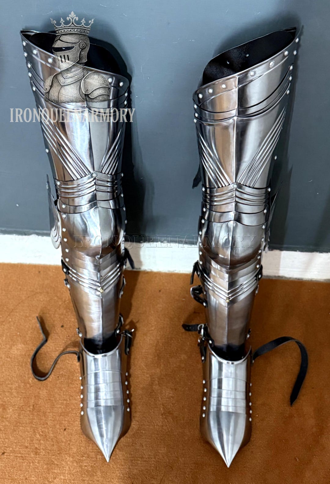 Handcrafted Steel Knight Greaves & Sabatons: Full Leg Armor - Etsy