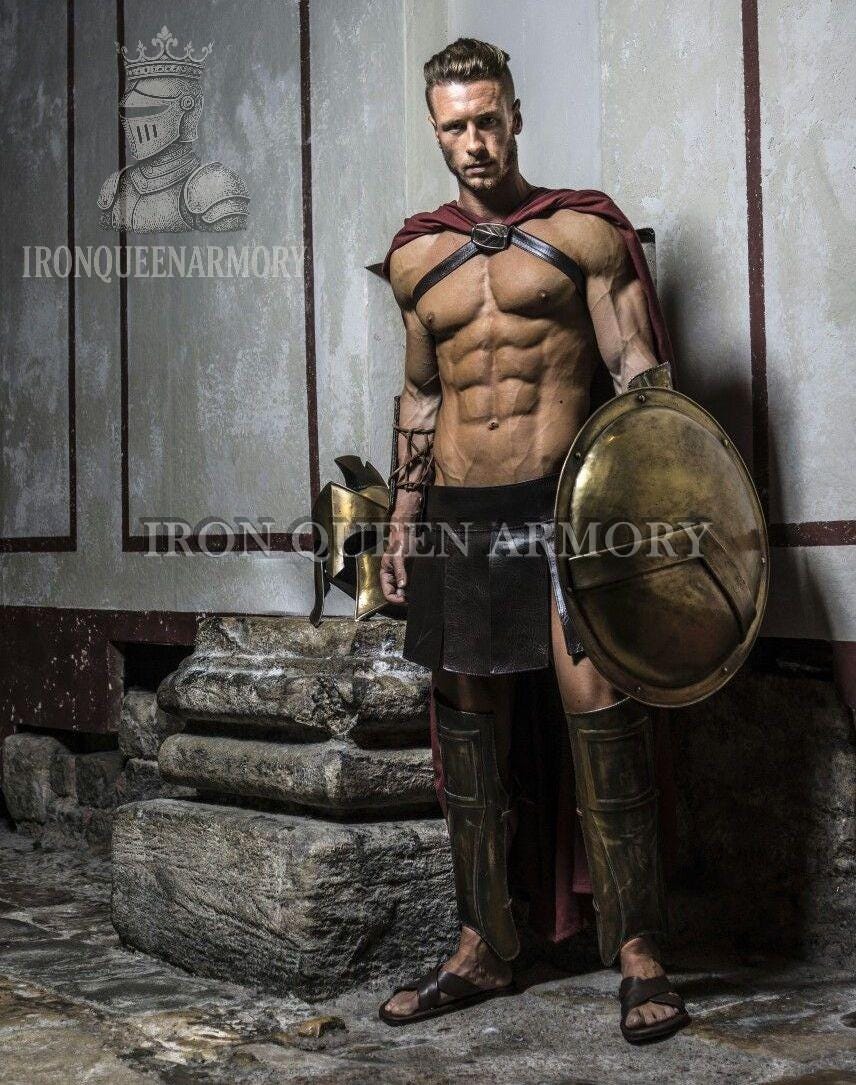 Spartan Warrior Full Suit Costume: Helmet, Shield, Cape, & Armor ...