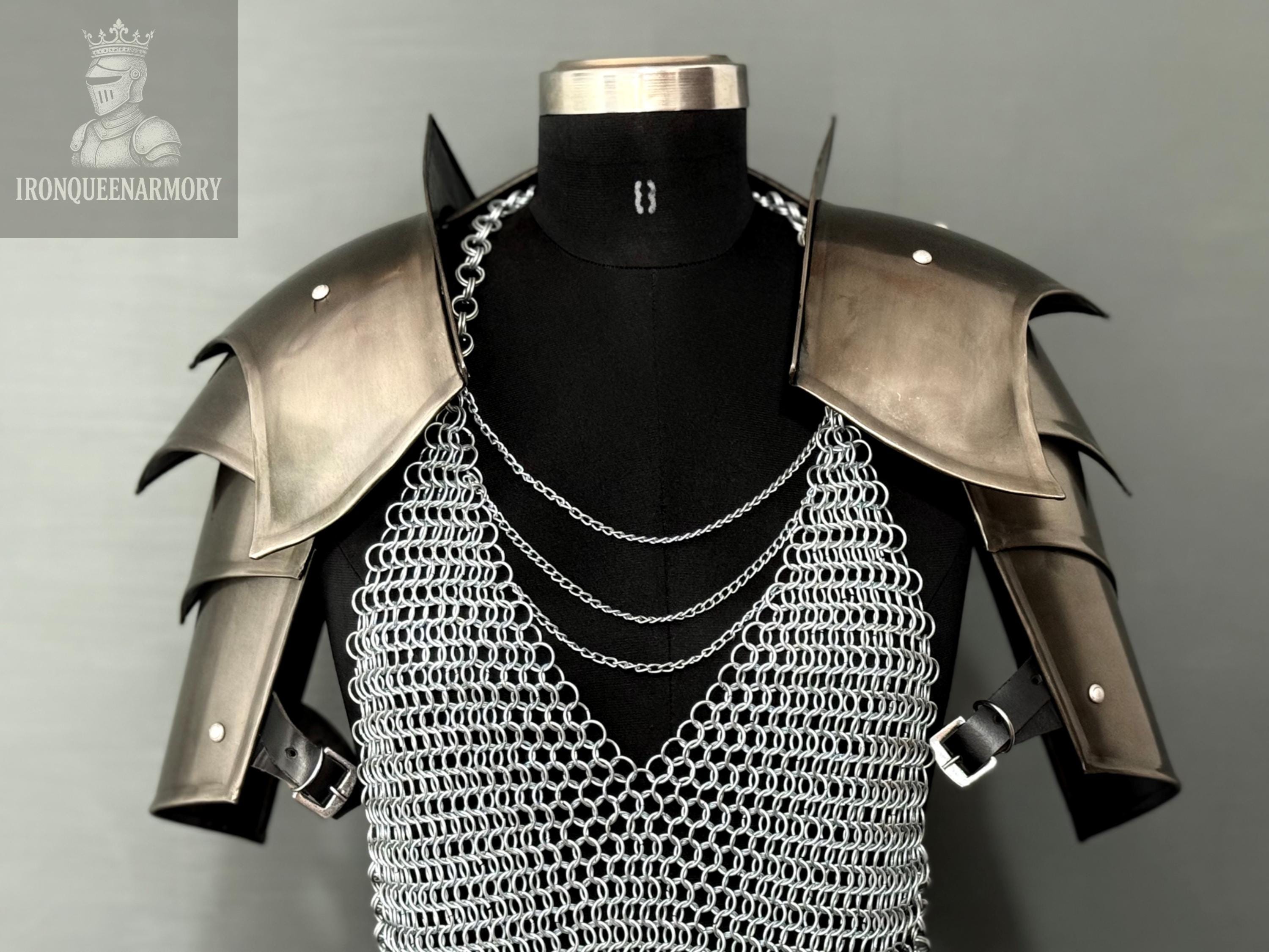 Women's Chainmail Armor Top: Steel Pauldrons, Gothic Medieval LARP ...