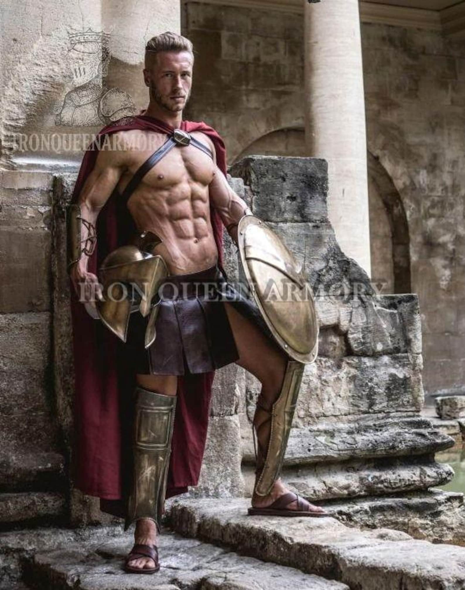 Spartan Warrior Full Suit Costume: Helmet, Shield, Cape, & Armor ...