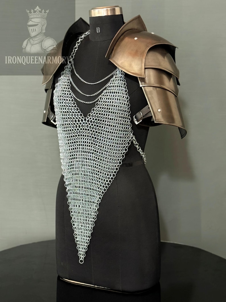 Women's Chainmail Armor Top: Steel Pauldrons, Gothic Medieval LARP ...