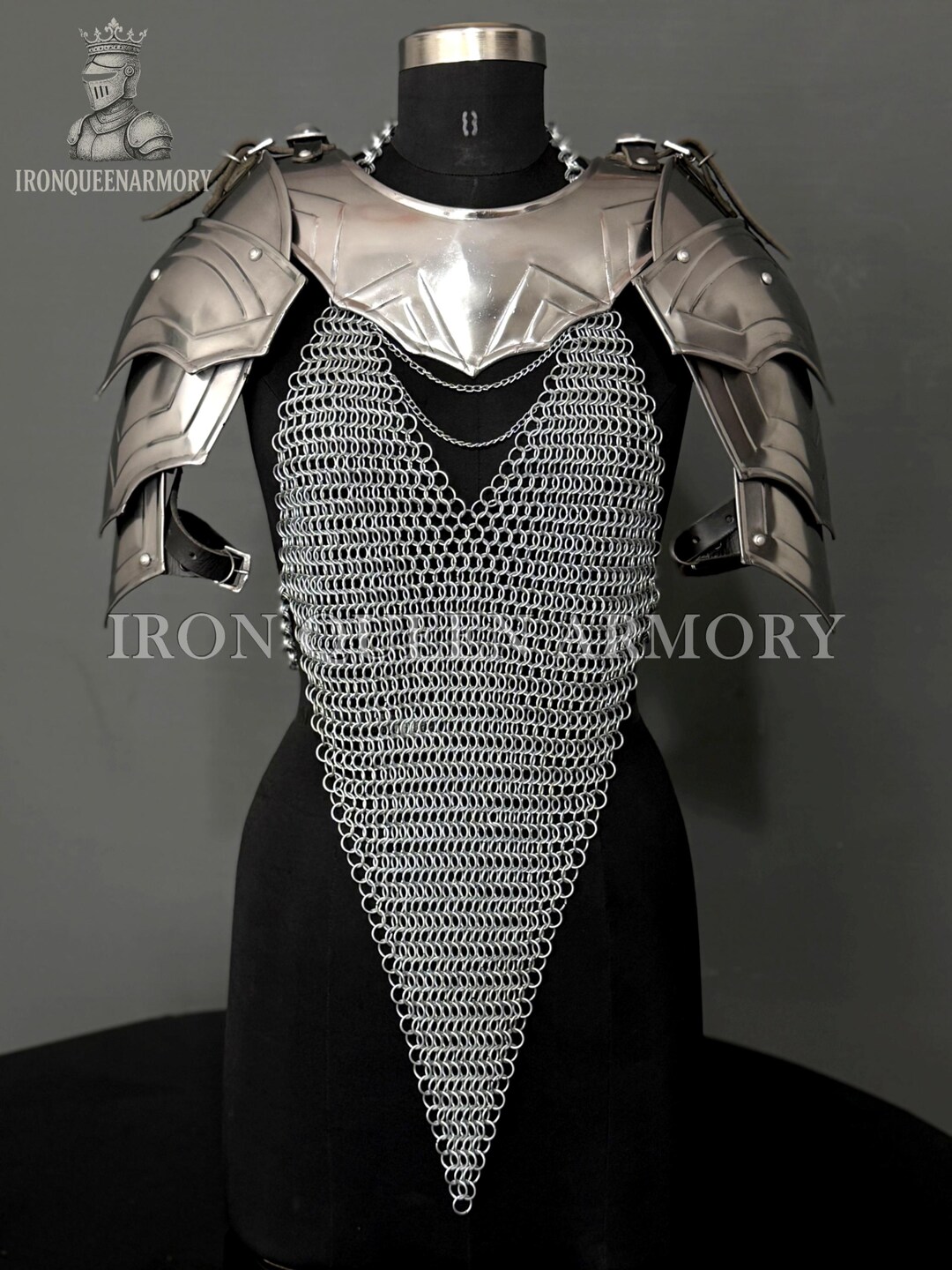 Medieval Female Knight Steel Shoulder Armor With Chainmail Tassets ...