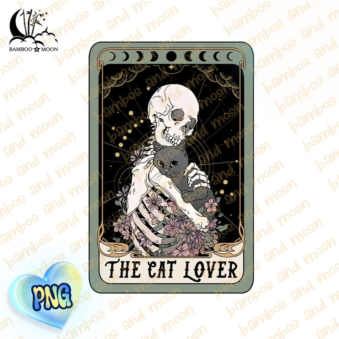The Cat Lover Tarot Card, Skeleton Cat Lover PNG, Gift for Cat Lover ...