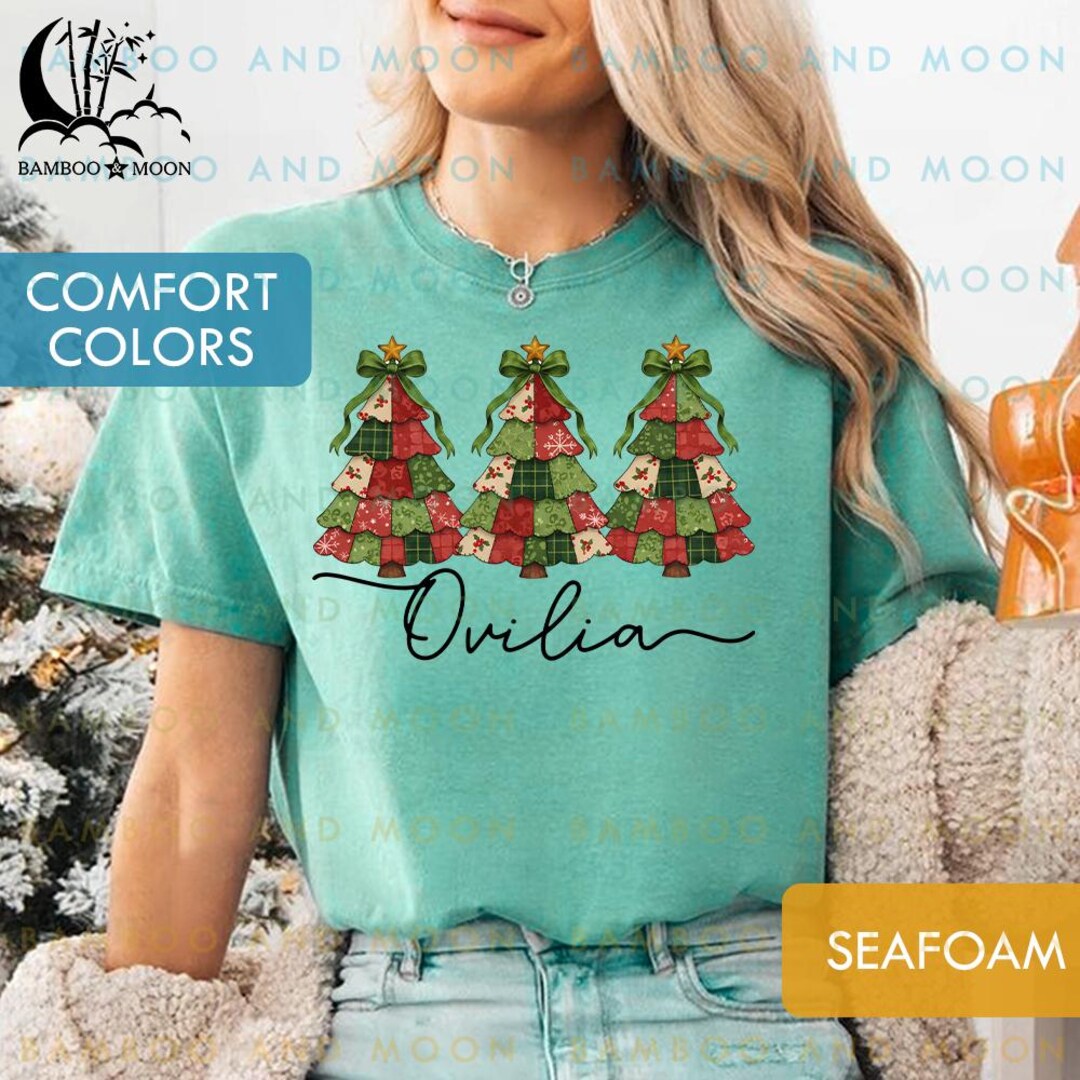 Personalized Patchwork Christmas Tree Shirt, Christmas Shirt, Coquette ...