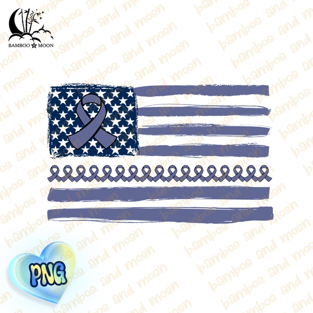 Stomach Cancer Awareness PNG, USA Flag, Periwinkle Ribbon Flag ...