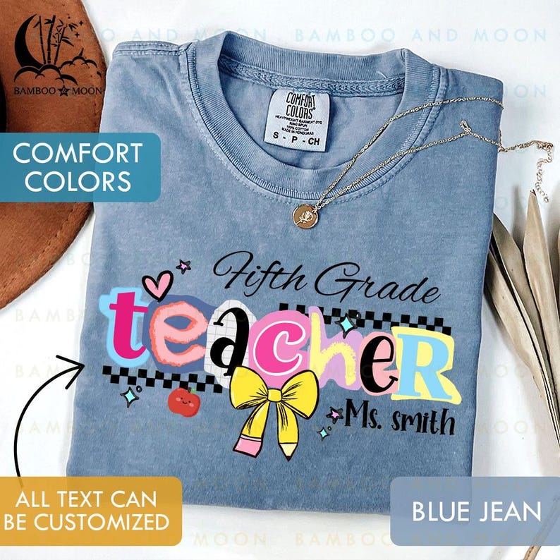 Personalized Teacher Shirt, Fifth Grade Teacher Custom Name Shirt ...
