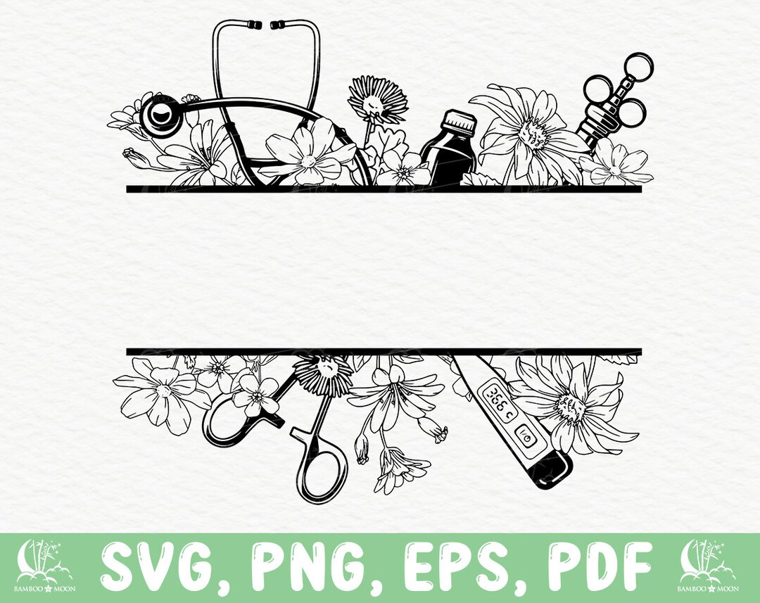 Split Nurse Floral Frame Svg Nurse Png Cricut - Etsy