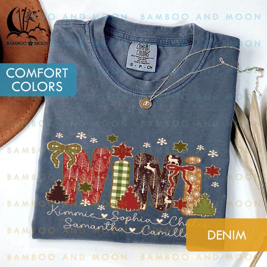 Personalized Nini Christmas Comfort Colors Shirt, Vintage Farmhouse ...