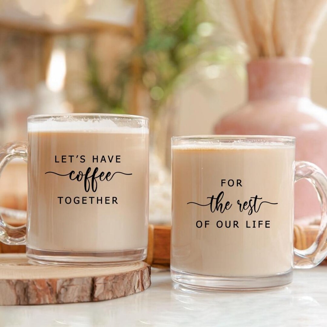 Let's Have Coffee Together Glass Set Mugs, Couples Coffee Glass Mug ...