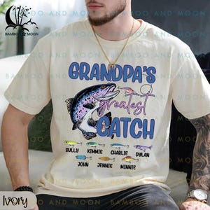 Personalized Grandpa Fishing With Kids Name Shirt, Funny Dad Birthday ...