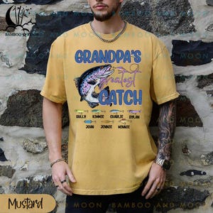 Personalized Grandpa Fishing With Kids Name Shirt, Funny Dad Birthday ...