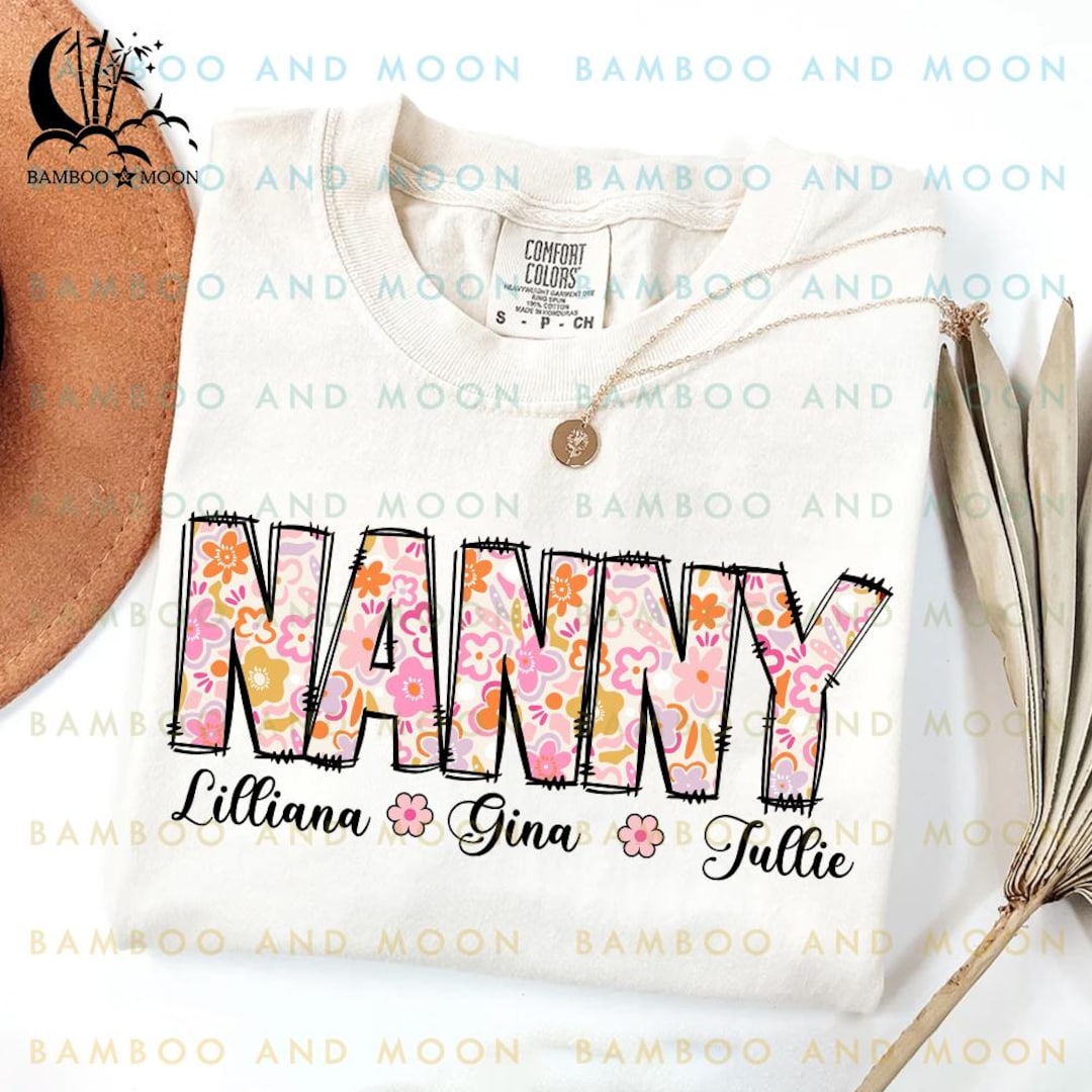 Personalized Groovy Floral Nanny Shirt, Cute Flower Nanny Shirt, Mother ...