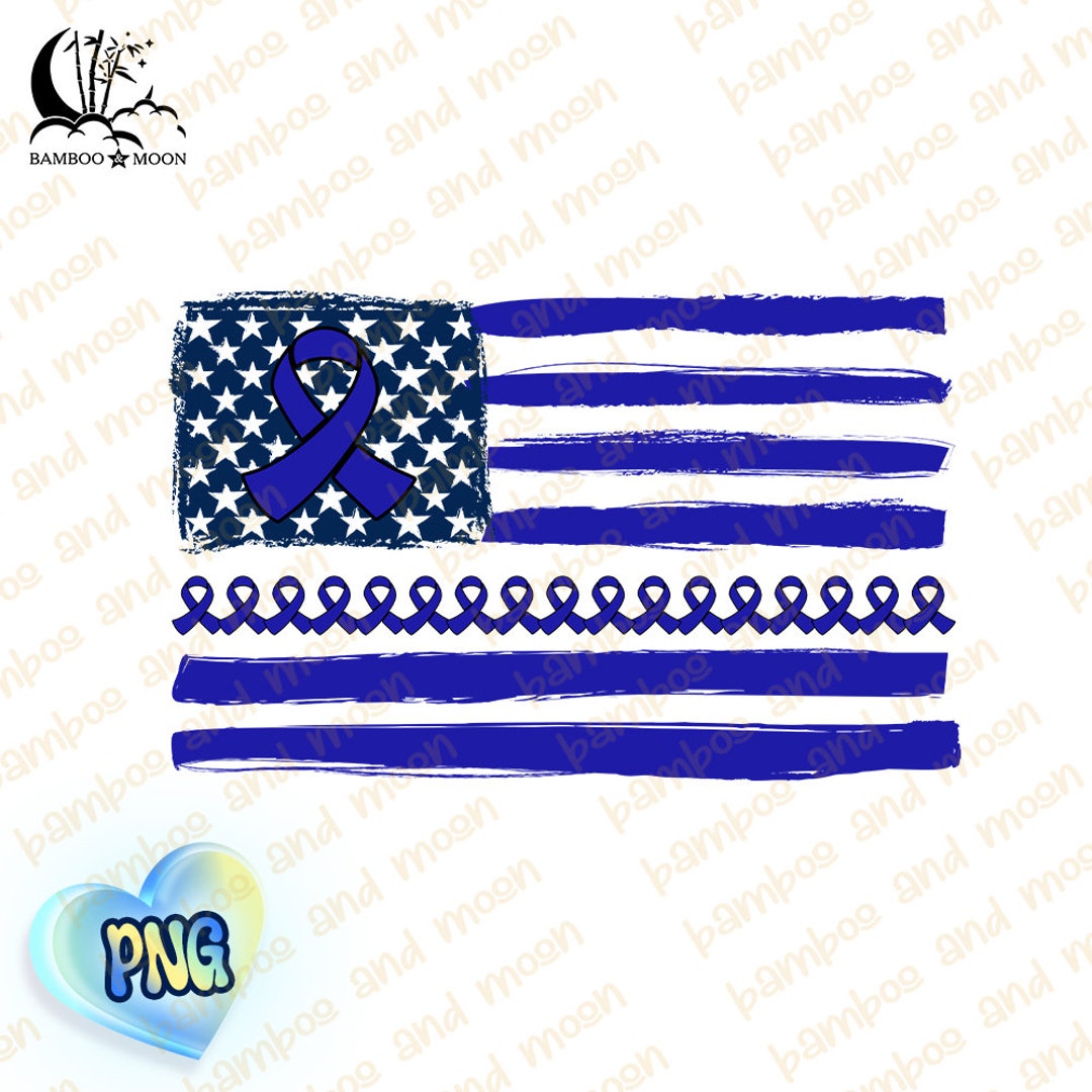 Colon Cancer Awareness PNG, USA Flag, Dark Blue Ribbon Flag, Colon ...