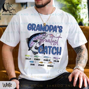 Personalized Grandpa Fishing With Kids Name Shirt, Funny Dad Birthday ...