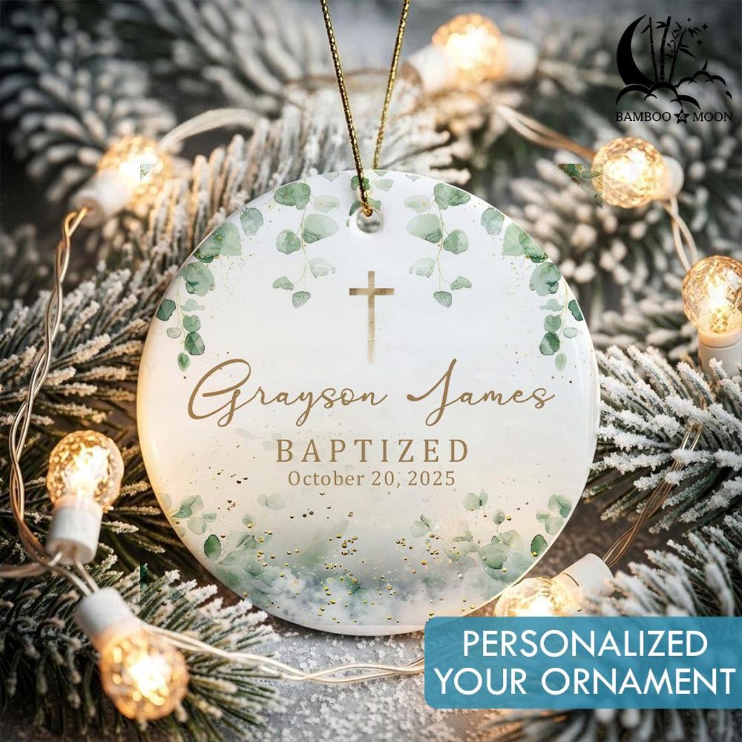 Personalized Cross Baptism Ornament, Godson Gift, Custom Baptized ...