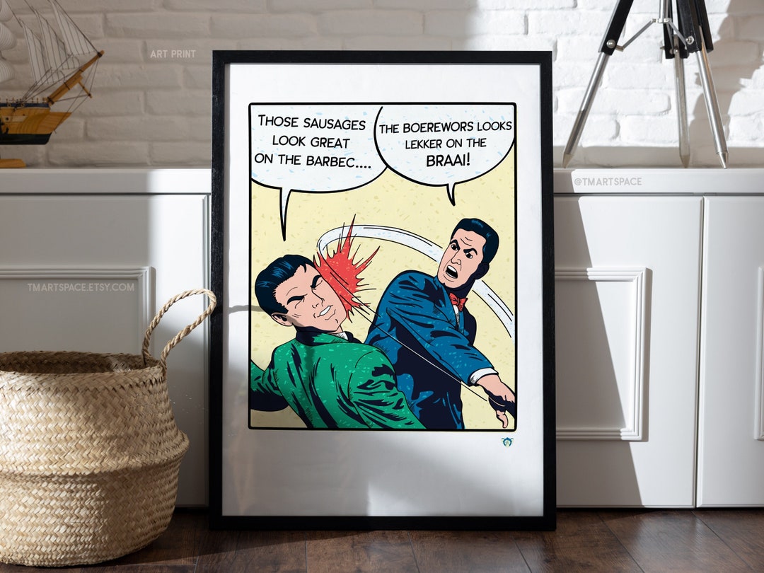 South African Clap Art Print Lekker Braai Artwork Illustration Home ...