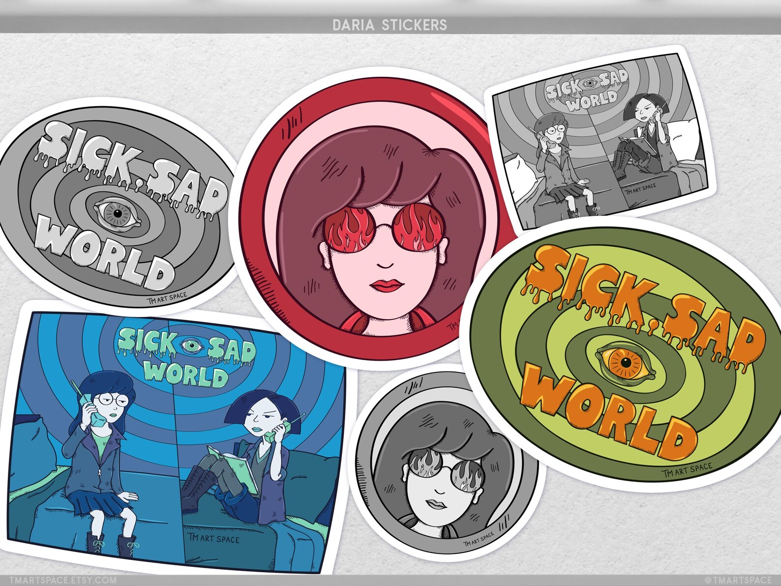 Sick Sad Stickers: Daria Illustration Vinyl Decals, Small or Large Size ...