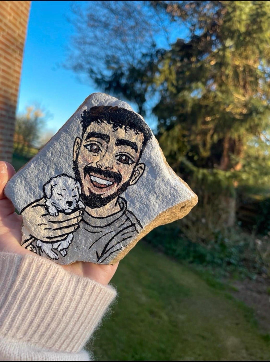 Custom Portrait Stone • Hand Painted Portrait • Photo to Stone ...